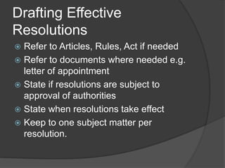 Drafting minutes and resolutions from Members and Board Meetings | PPTX