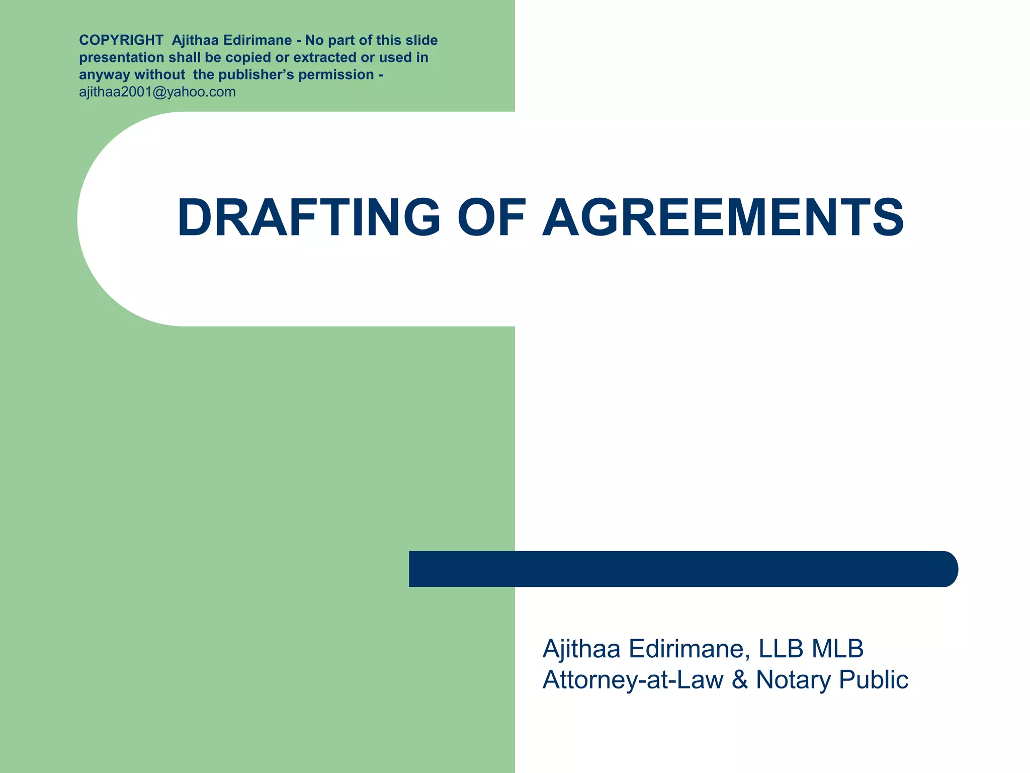 Drafting of agreements | PPT