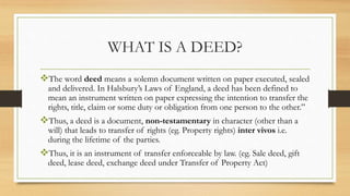 Drafting of Sale Deed and Agreement of Sale by Shraddha Pandit | PPTX