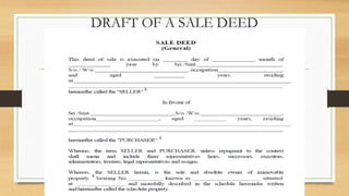 Drafting of Sale Deed and Agreement of Sale by Shraddha Pandit | PPTX ...