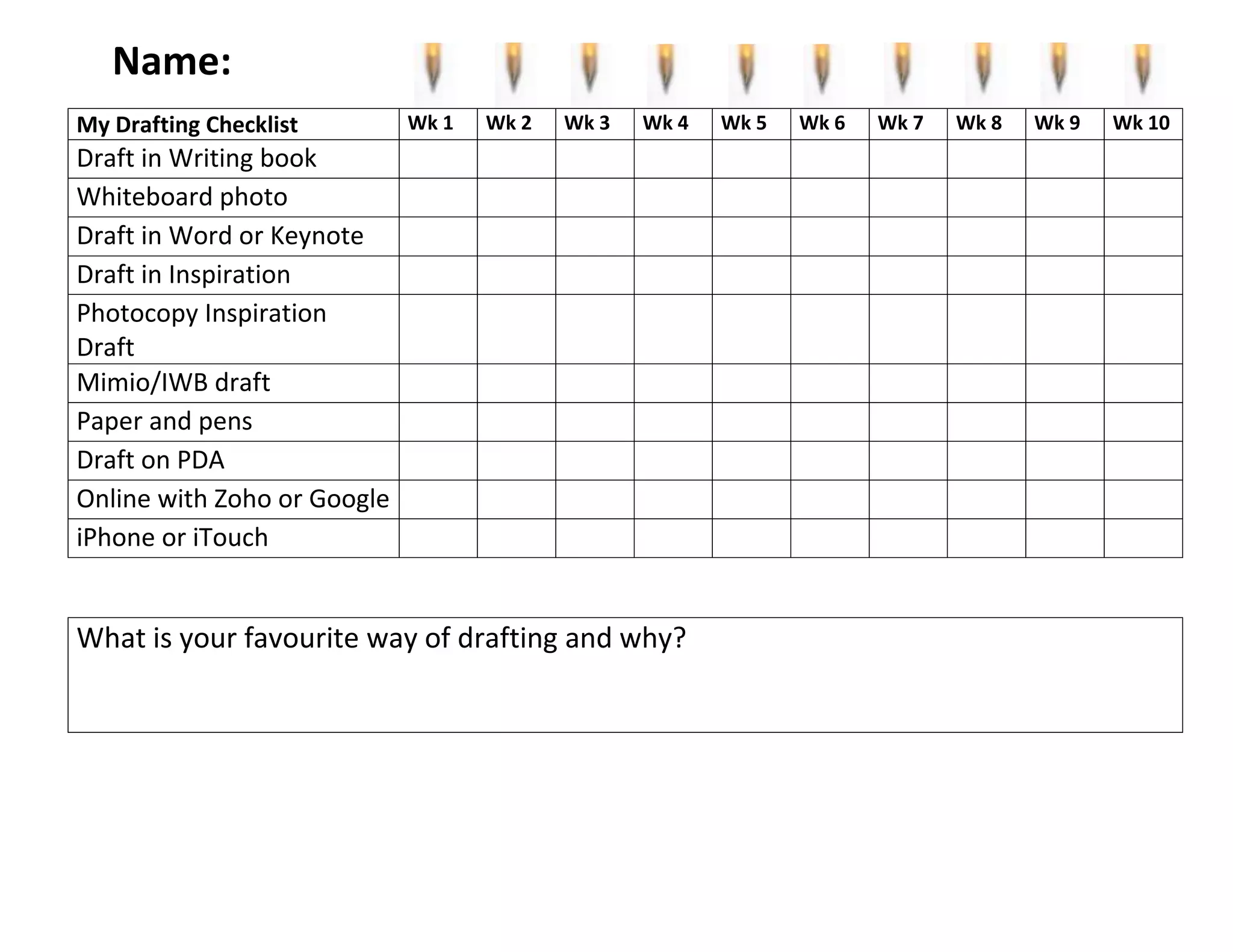 Drafting Recording Sheet | DOCX