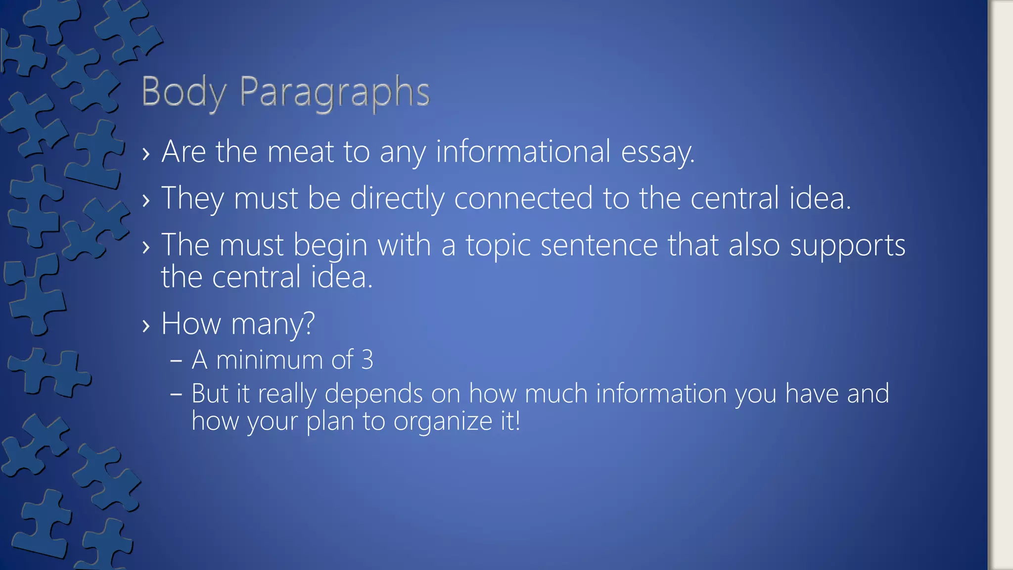 Drafting s trong body paragraphs info texts | PPT