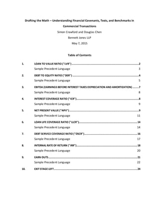 Drafting the Math – Understanding Financial Covenants, Tests, and ...