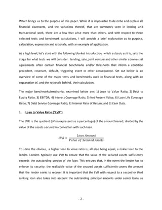 Drafting the Math – Understanding Financial Covenants, Tests, and ...