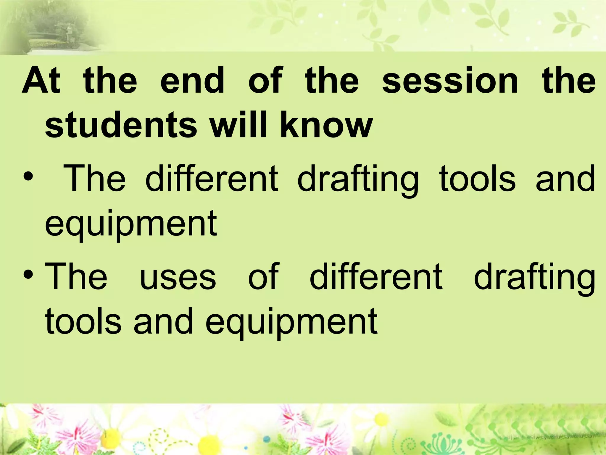 Drafting tools and equipment | PPT