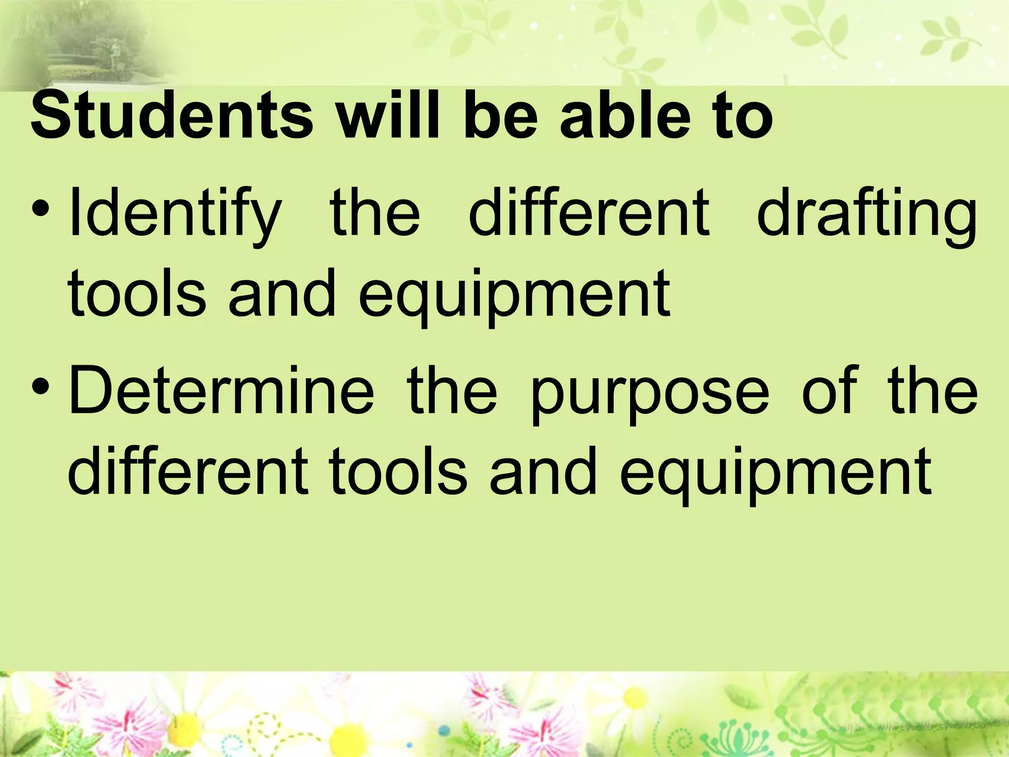 Drafting tools and equipment | PPT