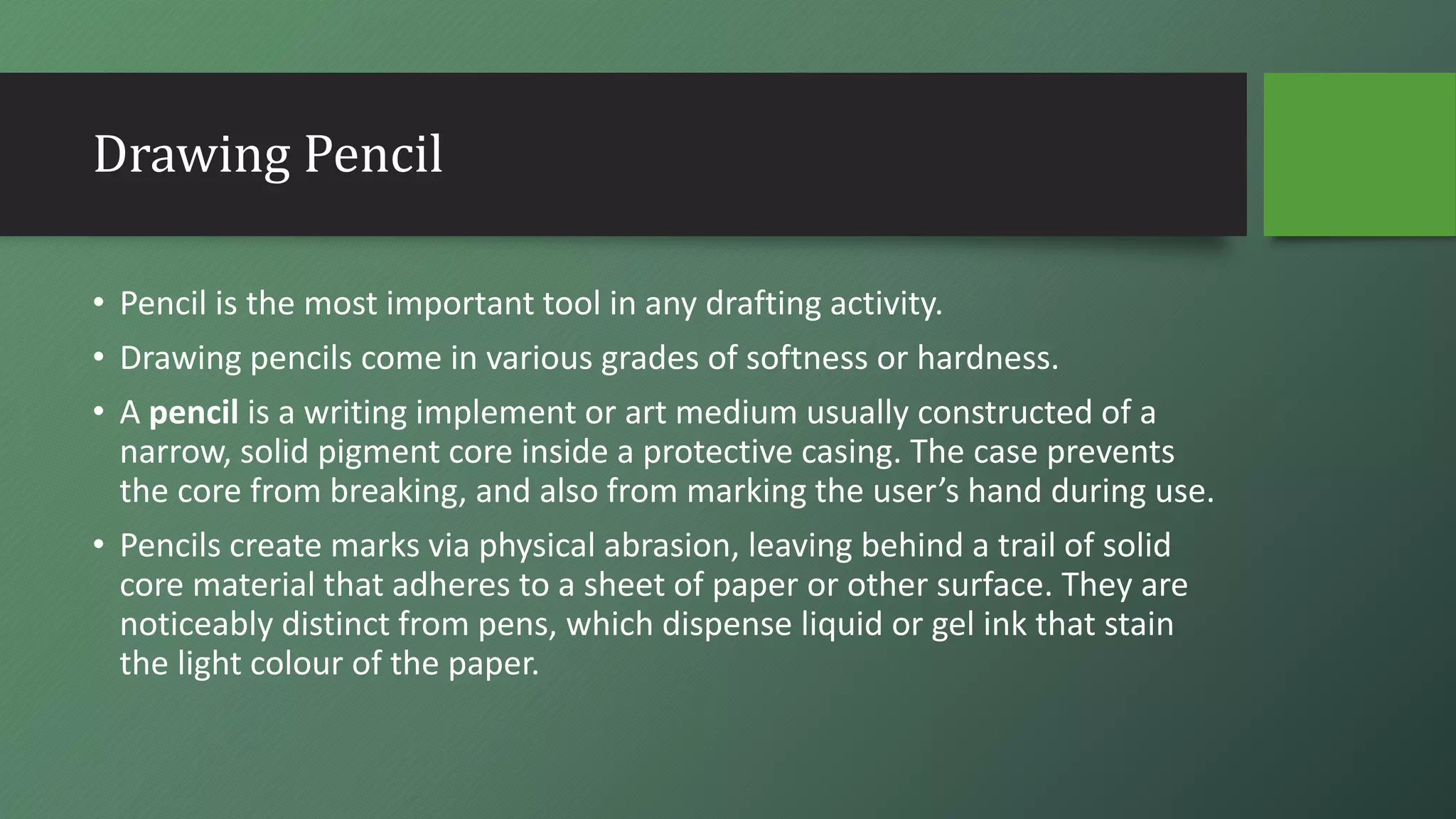 Drafting tools, materials and equipment | PPTX