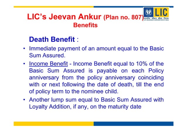 Jeevan Ankur Table 807 | PDF
