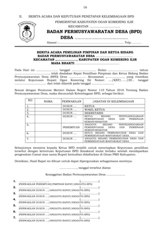 Draft lampiran perbup bpd oki | PDF