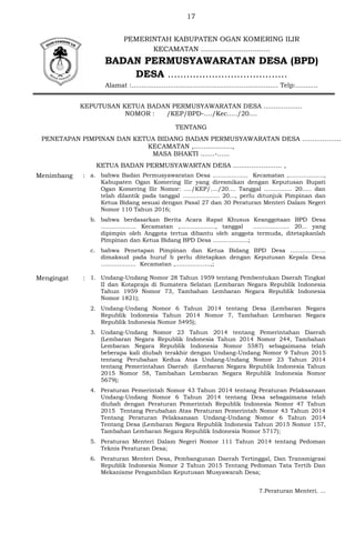 Draft lampiran perbup bpd oki | PDF