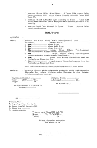 Draft lampiran perbup bpd oki | PDF