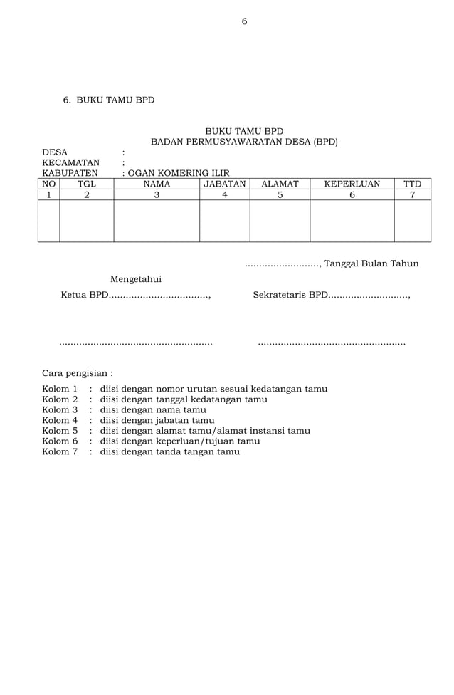 Draft lampiran perbup bpd oki | PDF