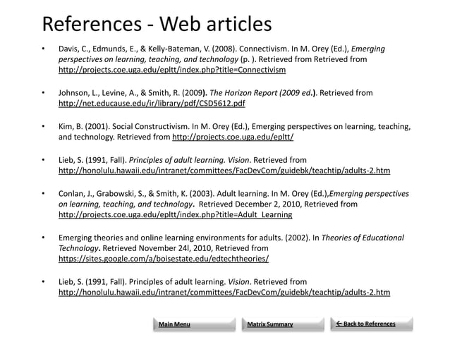 Draft learning matrix | PPT