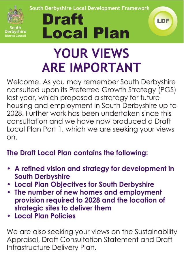 Draft local plan part 1 consultation - Drop in session information | PDF