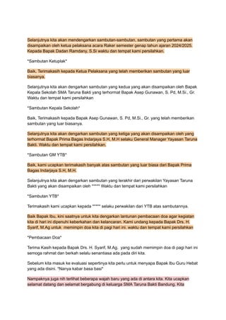 Draft MC Raker Guru dan Karyawan SMA Taruna Bakti Bandung | PDF