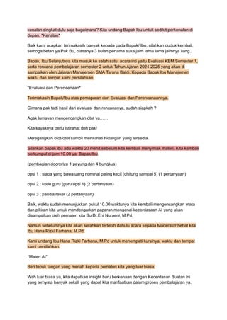 Draft MC Raker Guru dan Karyawan SMA Taruna Bakti Bandung | PDF