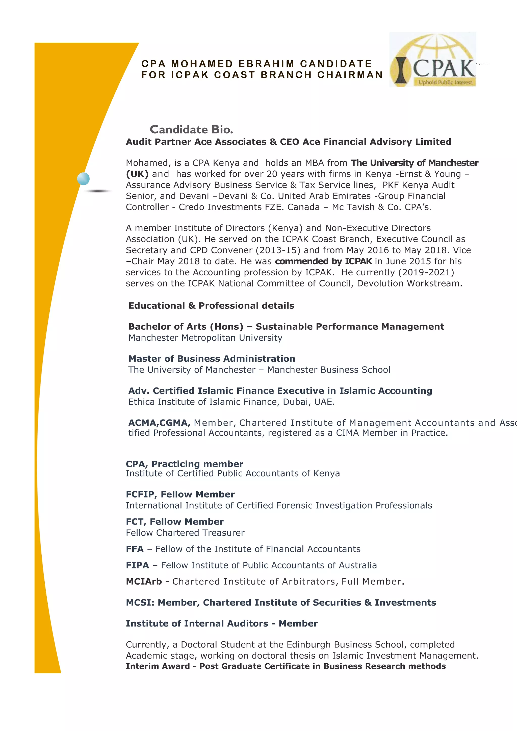 CPA Mohamed Ebrahim 4 ICPAK Coast Branch Chair | PDF