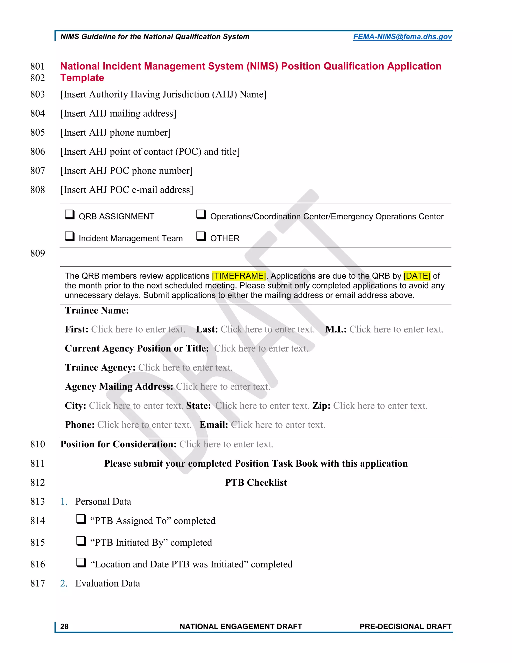 National Incident Management System (NIMS) NQS DRAFT | PDF