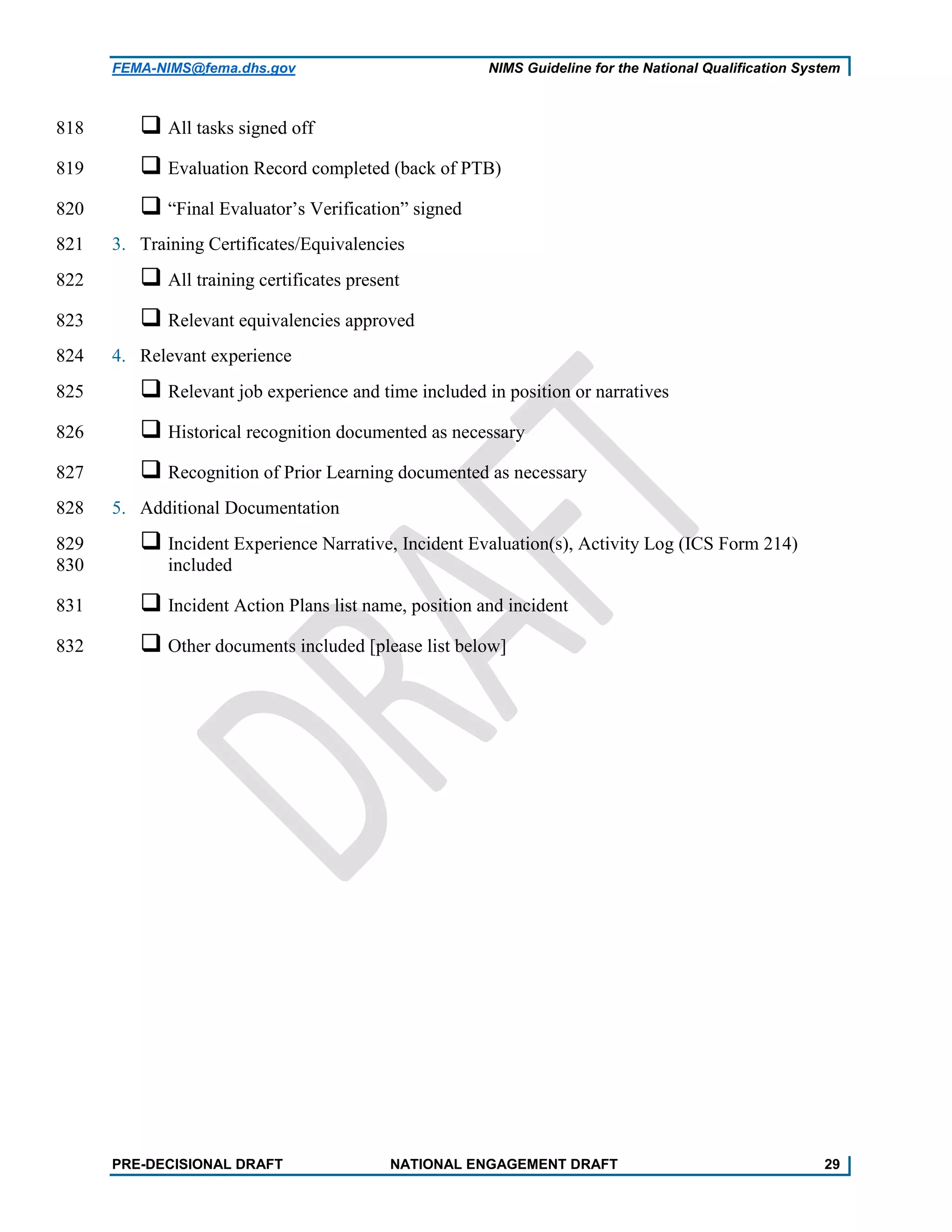 National Incident Management System (NIMS) NQS DRAFT | PDF