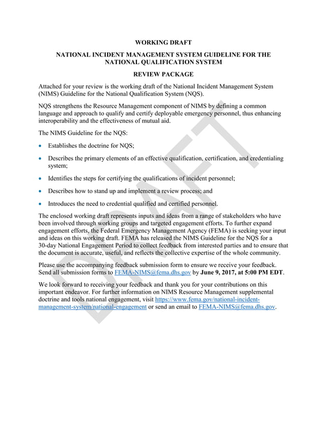 National Incident Management System (NIMS) NQS DRAFT | PDF | Medical Health