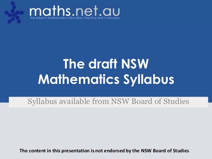 Draft Nsw Maths Syllabus Draft Nsw Maths Syllabus