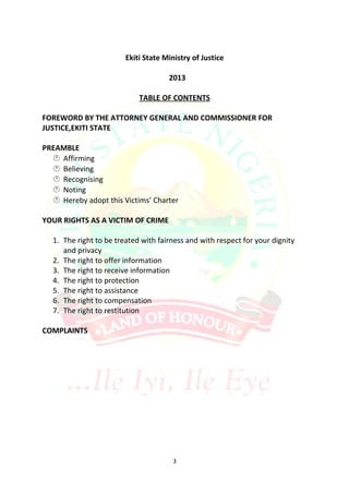 Draft Of Ekiti State Charter For Victims Of Crime | PDF