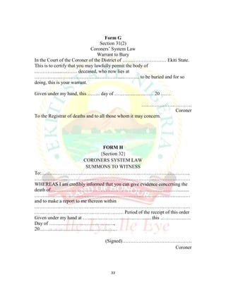 Draft Of Ekiti State Coroners Law | PDF