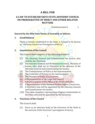 Draft Of Ekiti State Prerogative Of Mercy Bill | PDF