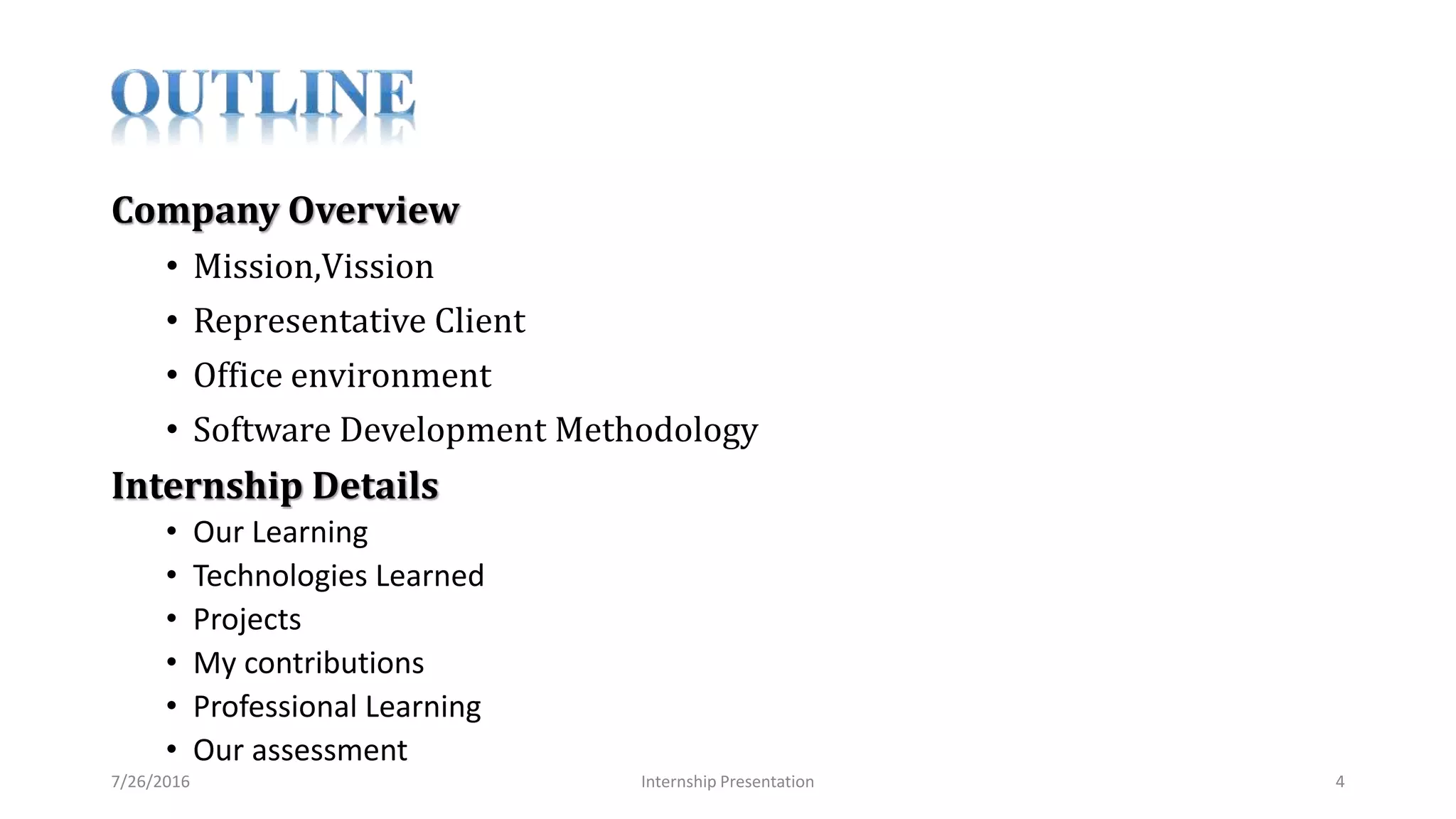 Draft of final internship presentation | PPTX