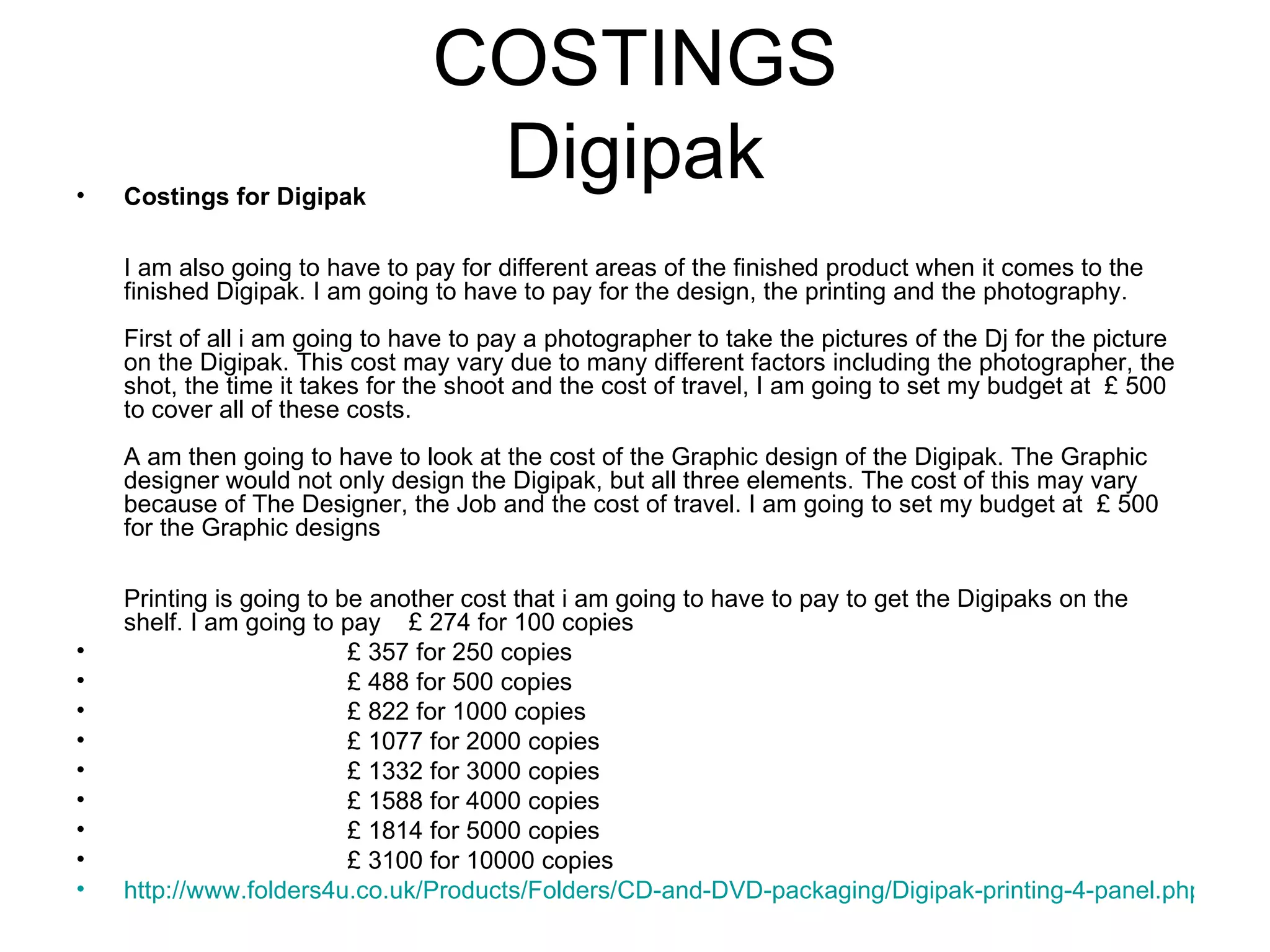 Draft of poster, flyer and digipak presentation | PPT