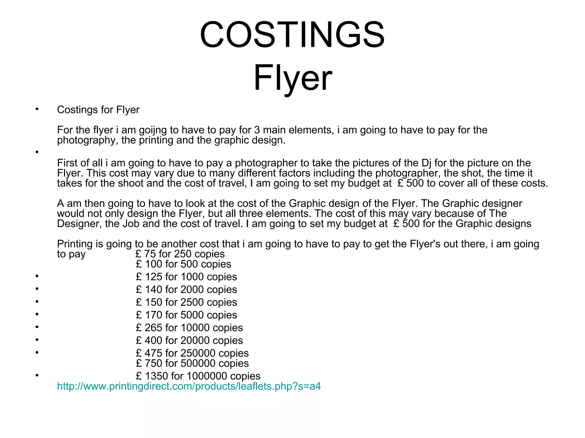 Draft of poster, flyer and digipak presentation | PPT