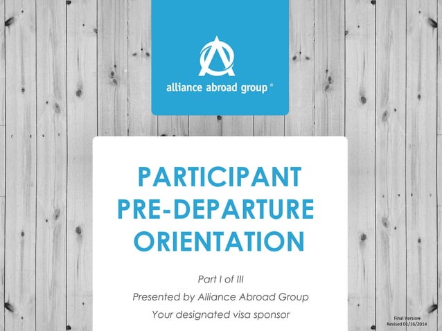 Part I Pre-Departure Orientation | PPT