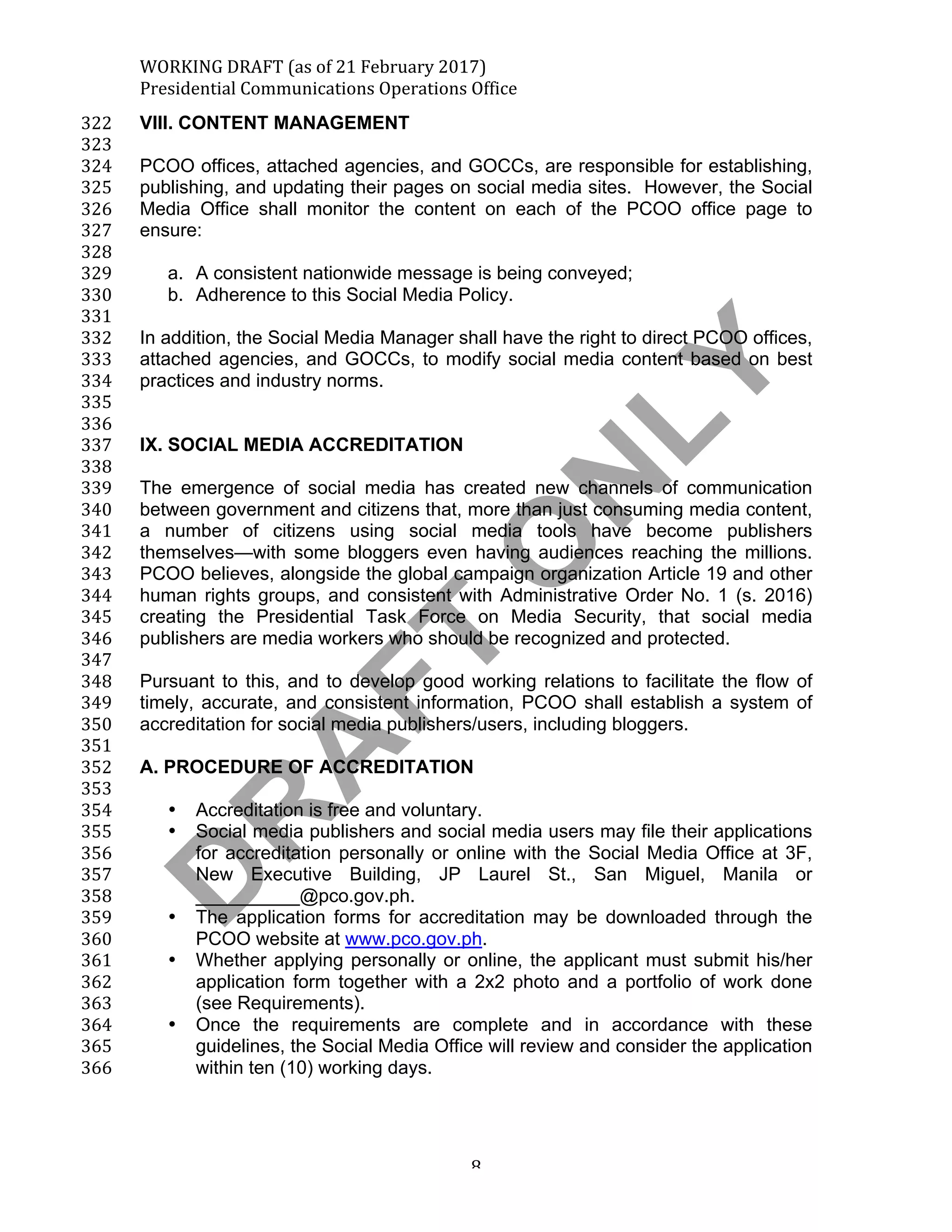 Draft PCOO Social Media Policy | PDF