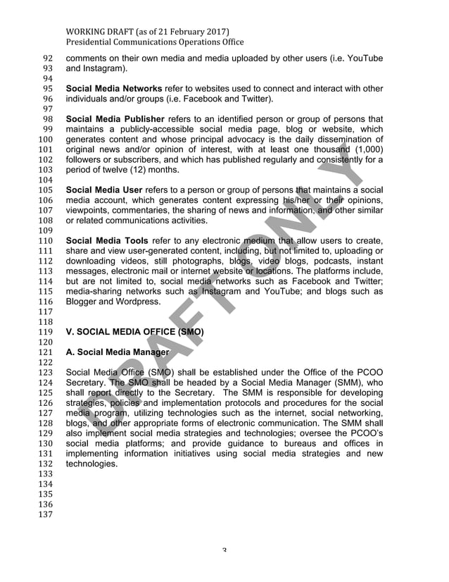 Draft PCOO Social Media Policy | PDF