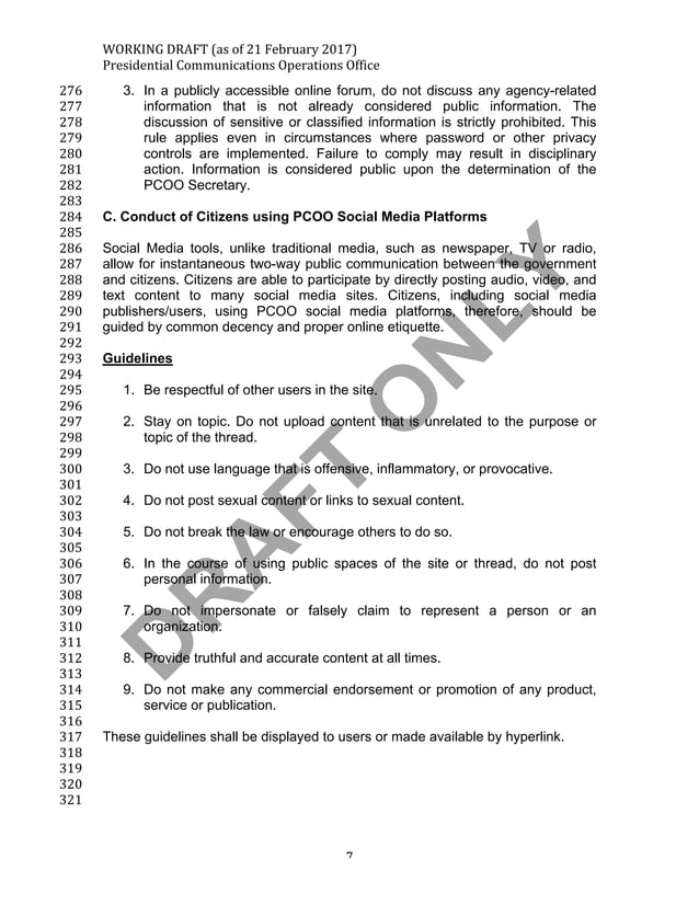 Draft PCOO Social Media Policy | PDF