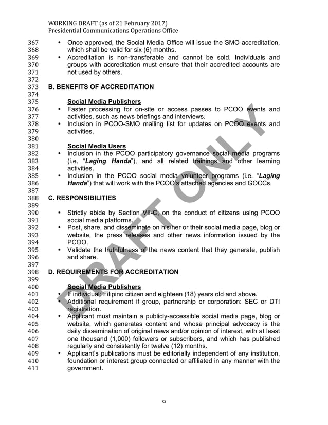 Draft PCOO Social Media Policy | PDF