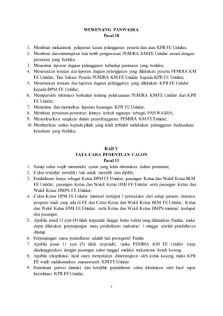 Draft peraturan pemira km fe untidar | DOCX