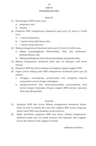 Draft perbub bpd oki | PDF