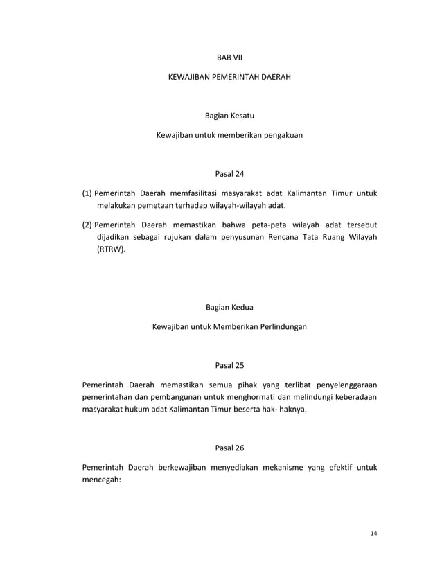 Draft Perda Adat Revisi Pasca Rapat Tanggal 7 Juli 2014 | PDF