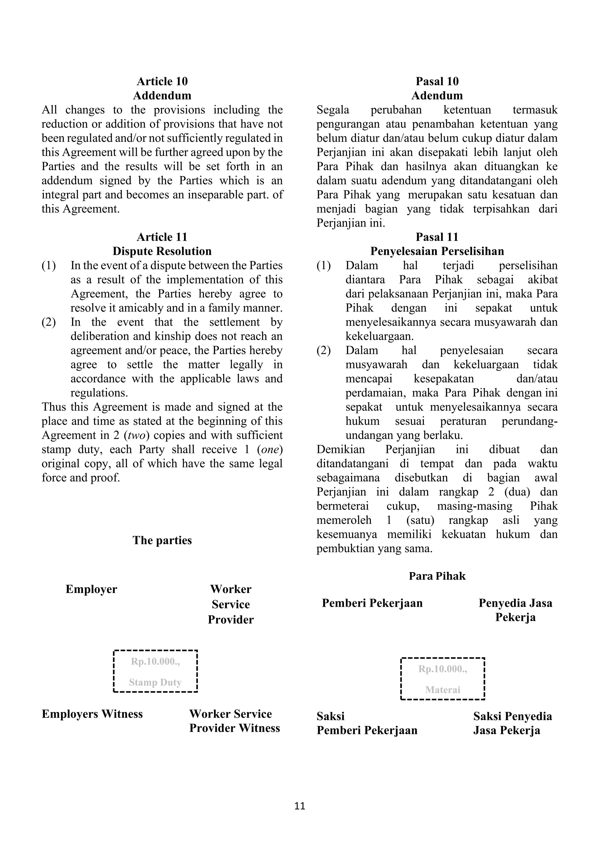 Draft Perjanjian Penyediaan Jasa Pekerja AlihDaya - Outsource ...