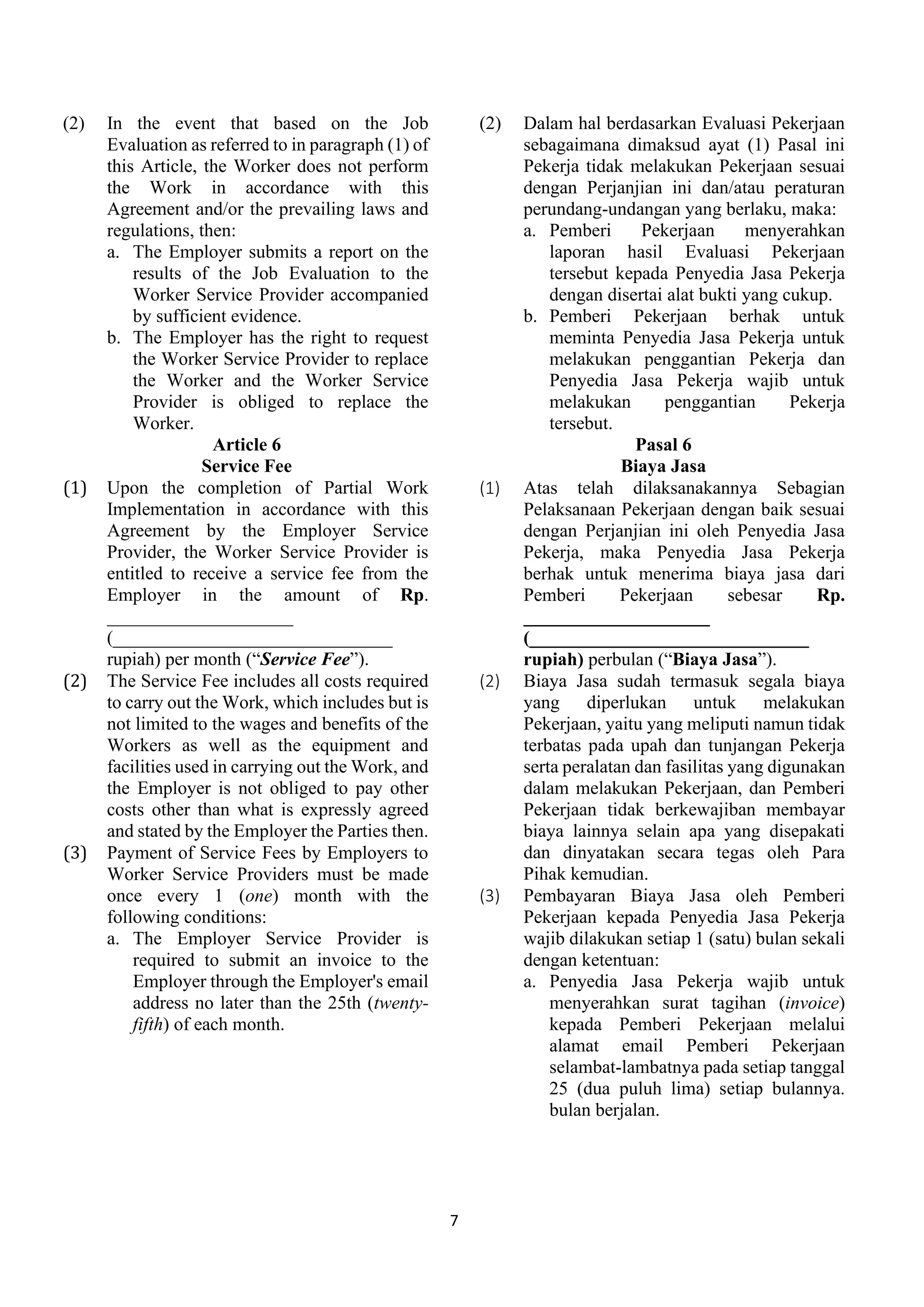 Draft Perjanjian Penyediaan Jasa Pekerja AlihDaya - Outsource ...