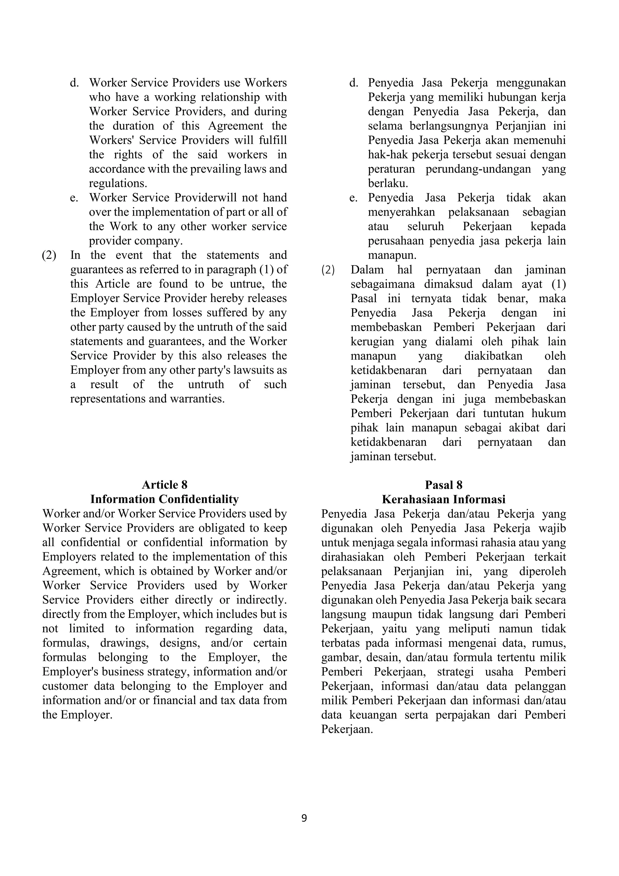 Draft Perjanjian Penyediaan Jasa Pekerja AlihDaya - Outsource ...