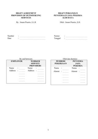 Draft Perjanjian Penyediaan Jasa Pekerja AlihDaya - Outsource ...