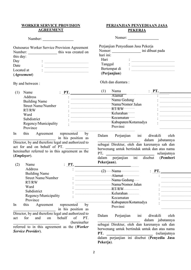 Draft Perjanjian Penyediaan Jasa Pekerja AlihDaya - Outsource ...