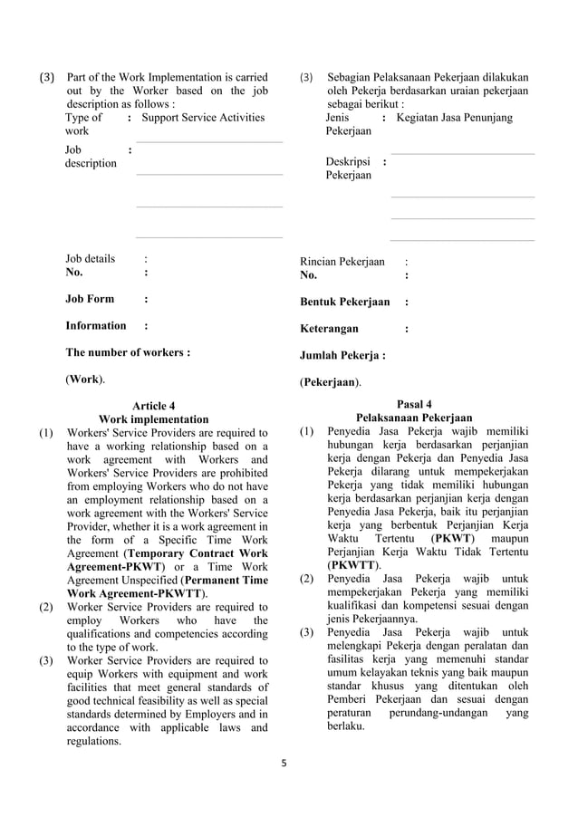 Draft Perjanjian Penyediaan Jasa Pekerja AlihDaya - Outsource ...