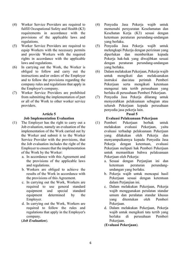 Draft Perjanjian Penyediaan Jasa Pekerja AlihDaya - Outsource ...