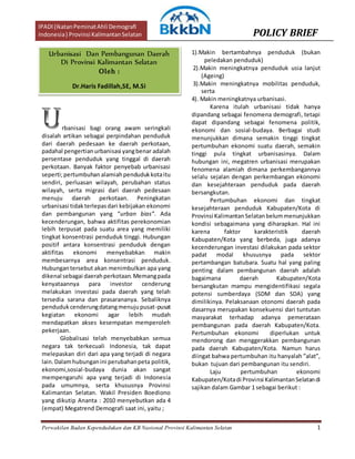 Urbanisasi di Kal Sel | DOCX