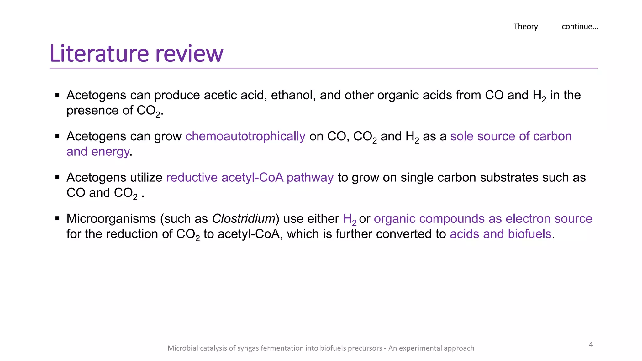 Microbial catalysis of syngas fermentation into biofuels precursors ...