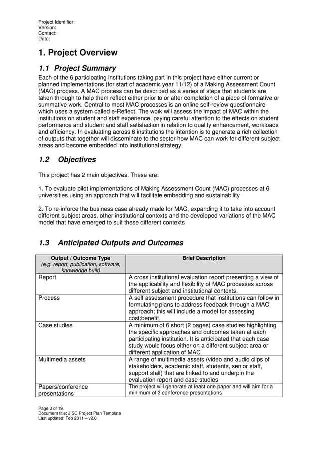 Draft project plan b westminster mace | PDF