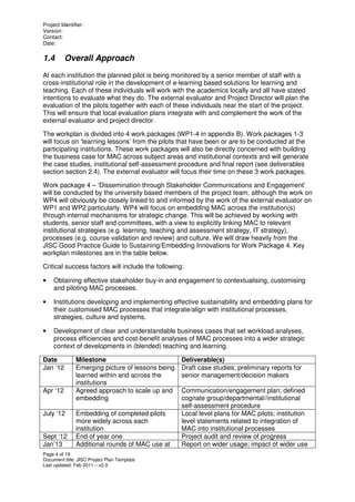 Draft project plan b westminster mace | PDF